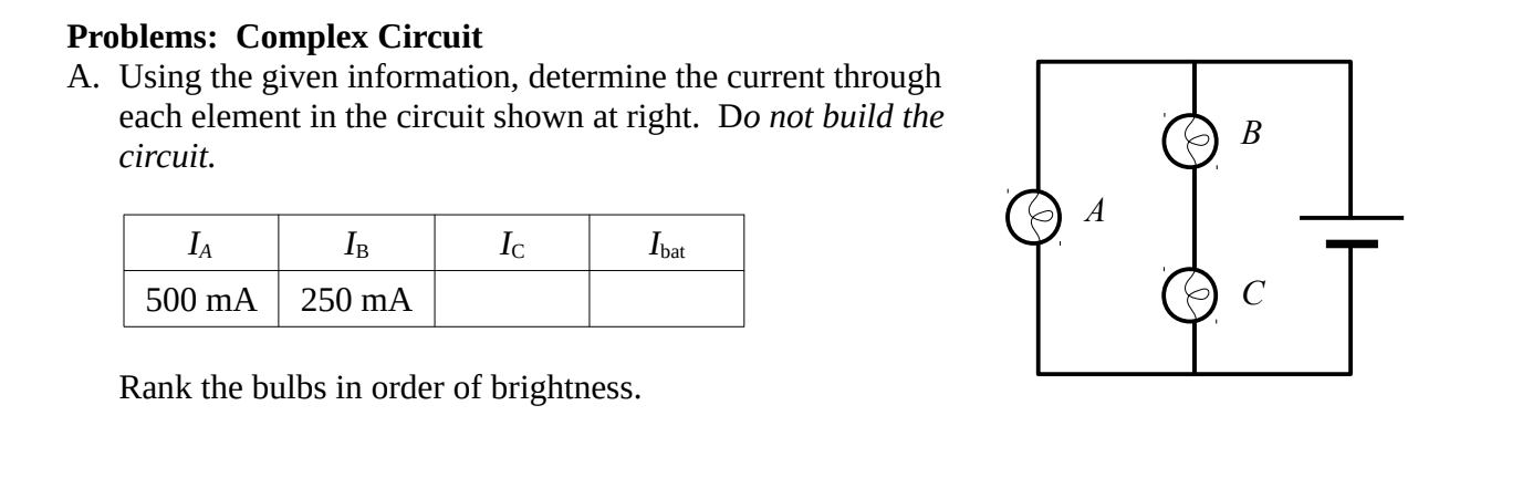 Solved Problems: Complex Circuit A. Using the given | Chegg.com