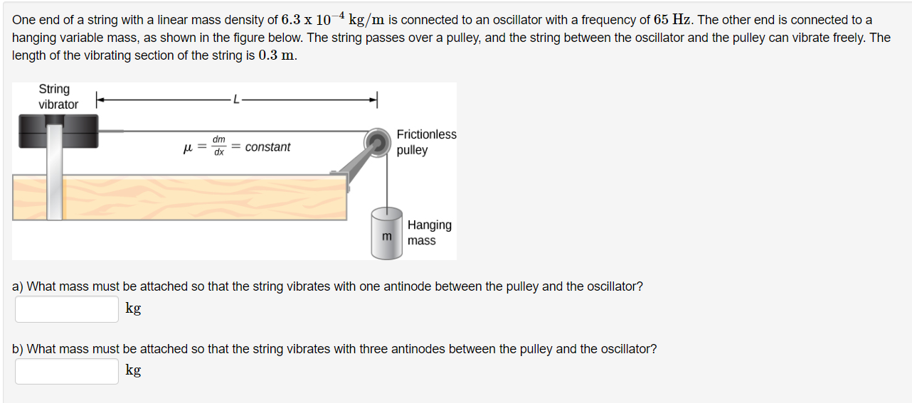 Solved One end of a string with a linear mass density of 6.3 | Chegg.com