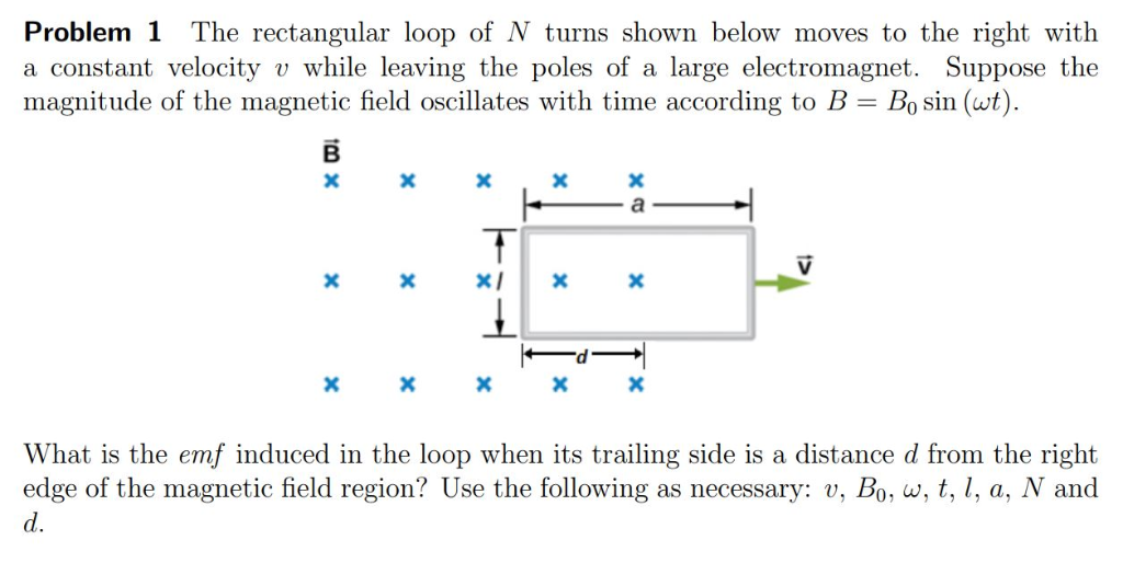 Solved Problem 1 The rectangular loop of N turns shown below | Chegg.com