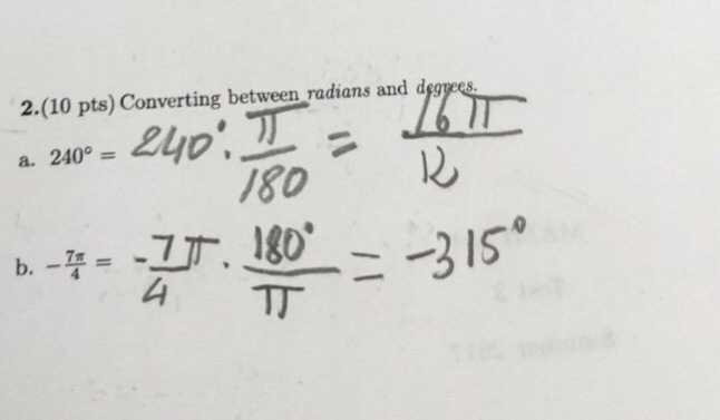 Solved Converting between radians and degrees. a. 240 | Chegg.com
