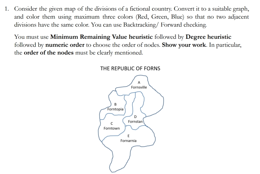 Solved Consider the given map of the divisions of a | Chegg.com