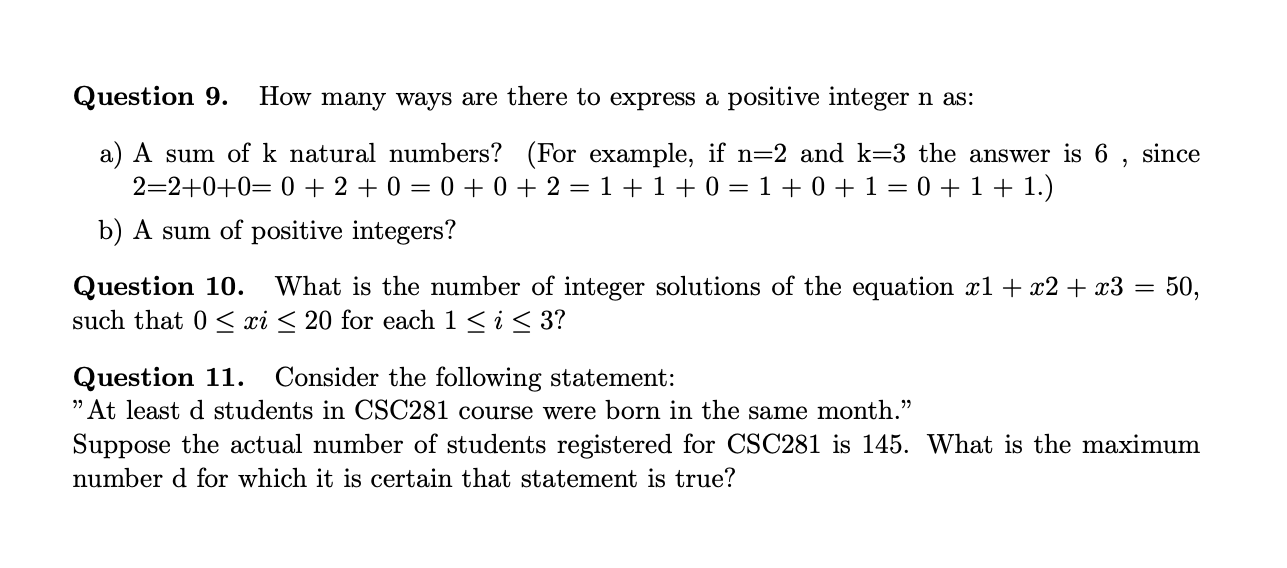 Solved Question 9. How many ways are there to express a | Chegg.com