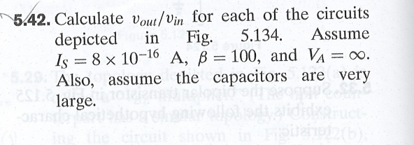 Solved 42. Calculate vout /vin for each of the circuits | Chegg.com