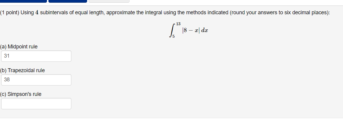 Solved Using 44 subintervals of equal length, approximate | Chegg.com