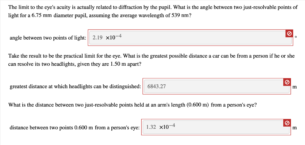 Solved The Limit To The Eyes Acuity Is Actually Related To