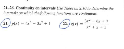 Solved 21-26. Continuity on intervals Use Theorem 2.10 to | Chegg.com