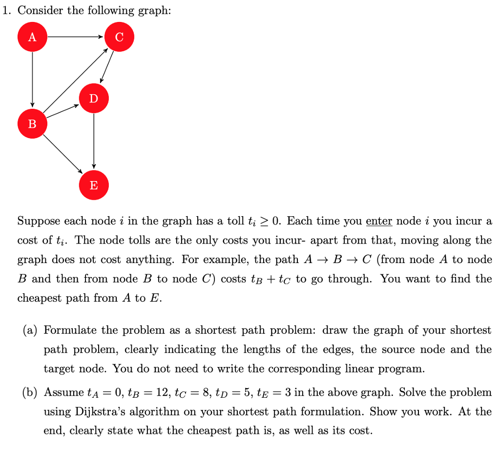 Solved 1 Consider The Following Graph Suppose Each Node I 5973