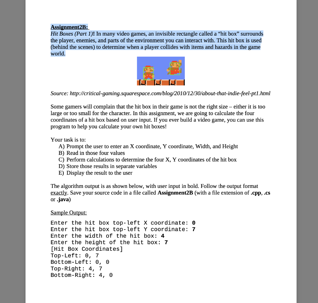 Solved Assignment2B: Hit Boxes (Part 1)! In many video | Chegg.com