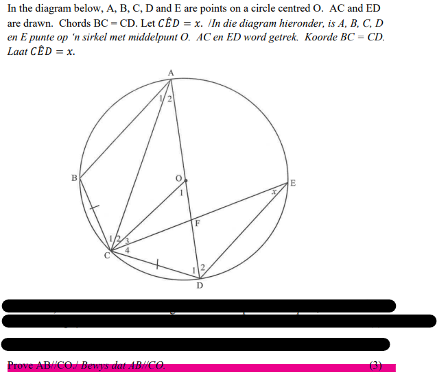 Solved In the diagram below, A,B,C,D and E are points on a | Chegg.com