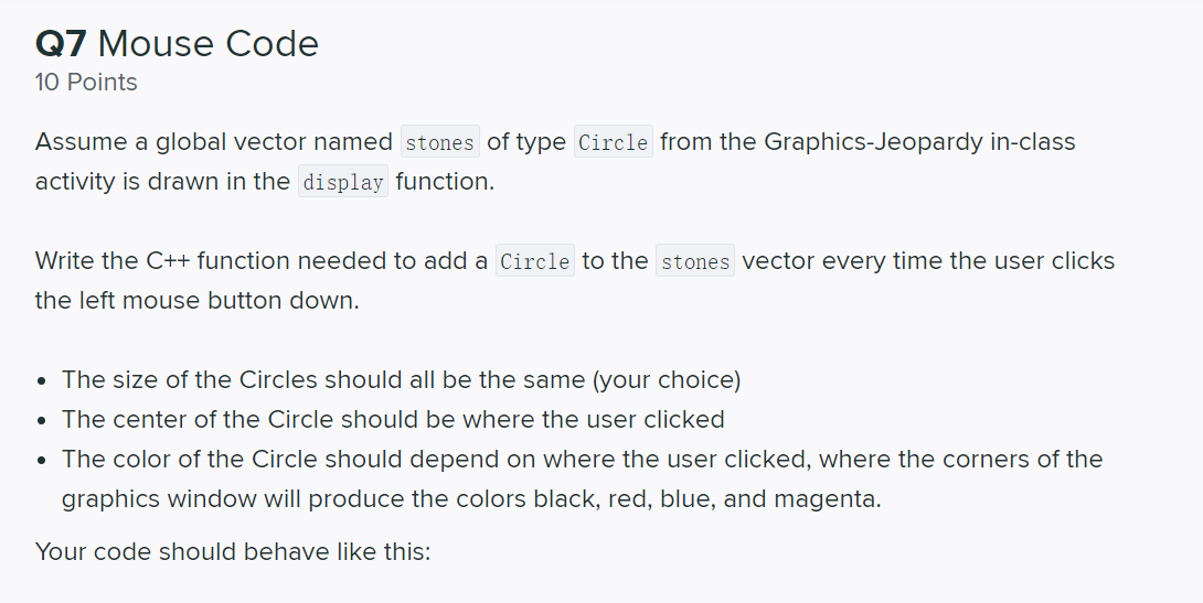 Q7 Mouse Code 10 Points Assume a global vector named | Chegg.com