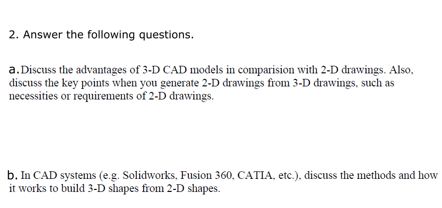 Solved 2. Answer the following questions. a. Discuss the | Chegg.com