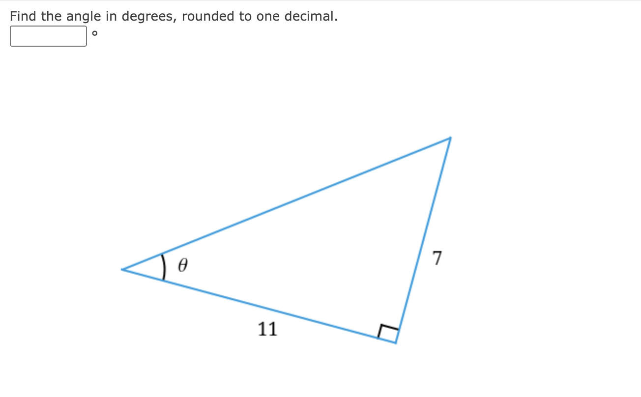 Solved Find the angle in degrees, rounded to one decimal. | Chegg.com