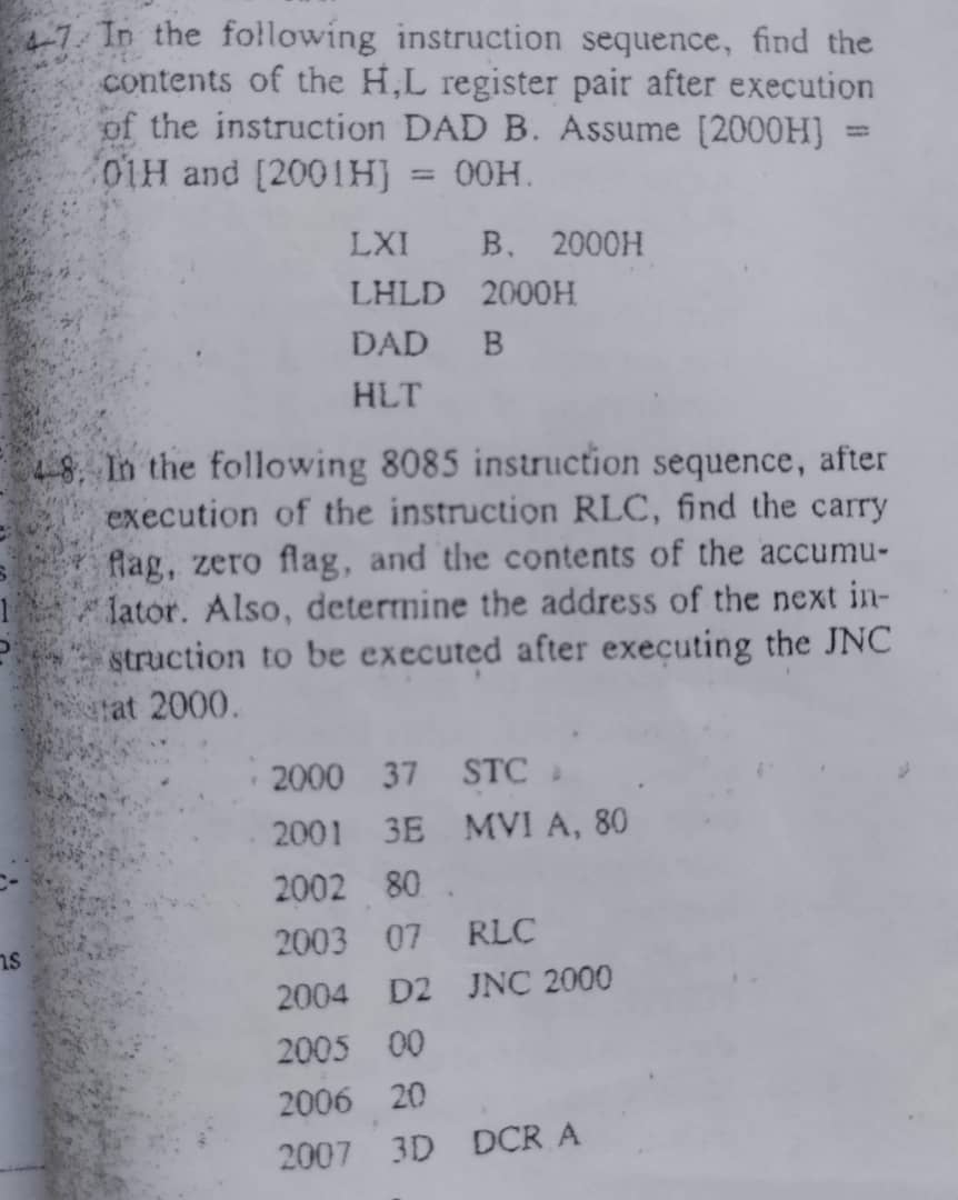 Solved 47. In the following instruction sequence, find the | Chegg.com