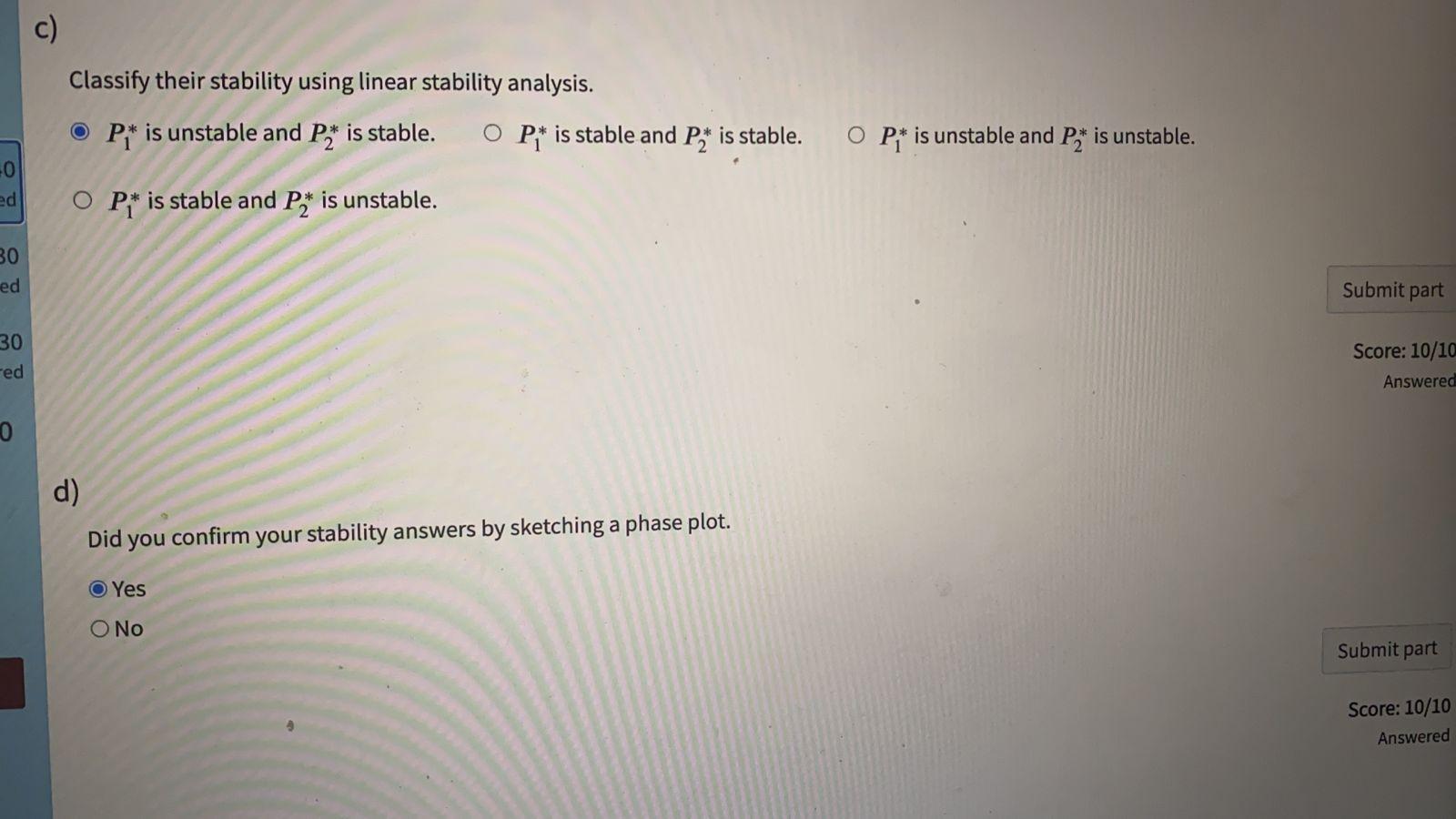 Solved c) Classify their stability using linear stability | Chegg.com
