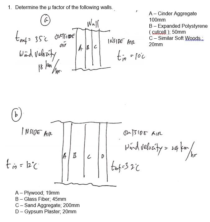 1. Determine the u factor of the following walls. a | Chegg.com