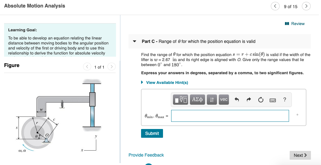 Solved Absolute Motion Analysis 9 of 15 Review Learning | Chegg.com