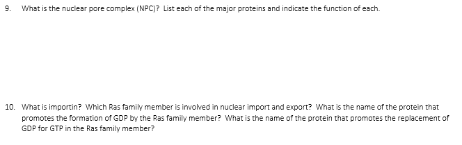 Solved What is the nuclear pore complex (NPC)? List each of | Chegg.com