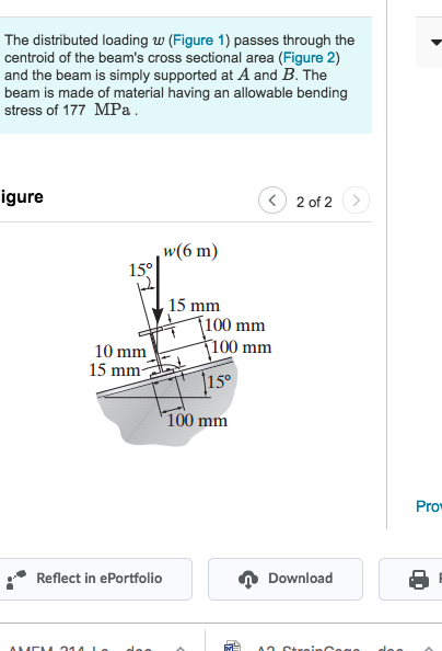 Solved The distributed loading w (Figure 1) passes through | Chegg.com