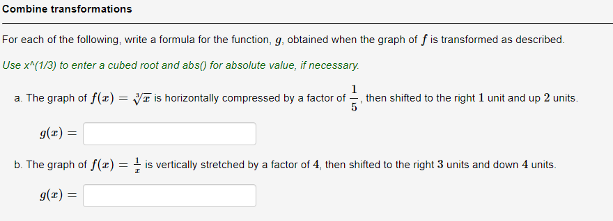 Solved Combine transformations For each of the following, | Chegg.com