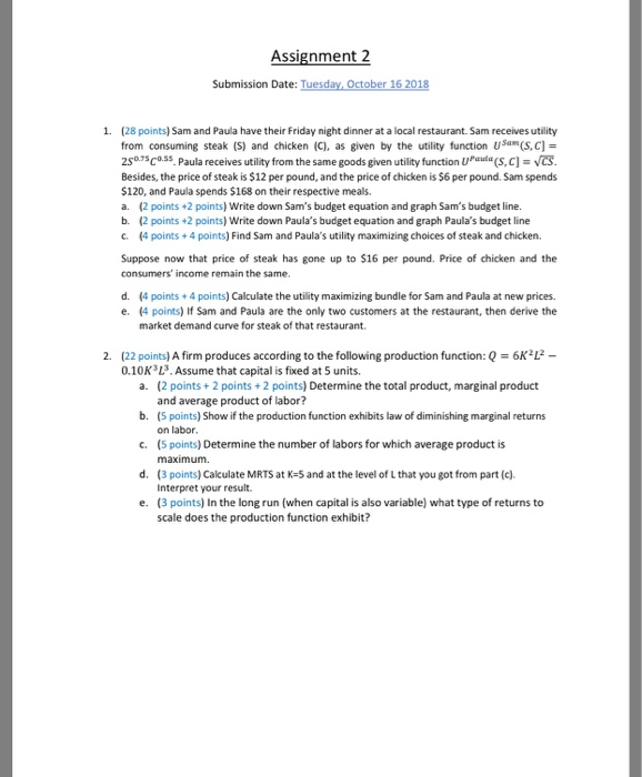 Solved Assignment 2 Submission Date: Tuesday, October 16 | Chegg.com
