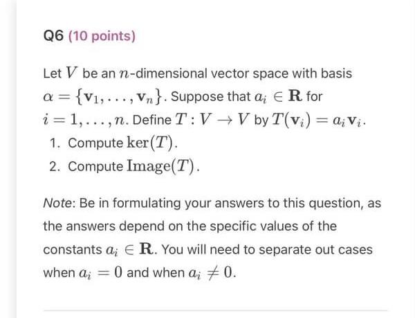 Solved Let V be an n-dimensional vector space with basis | Chegg.com