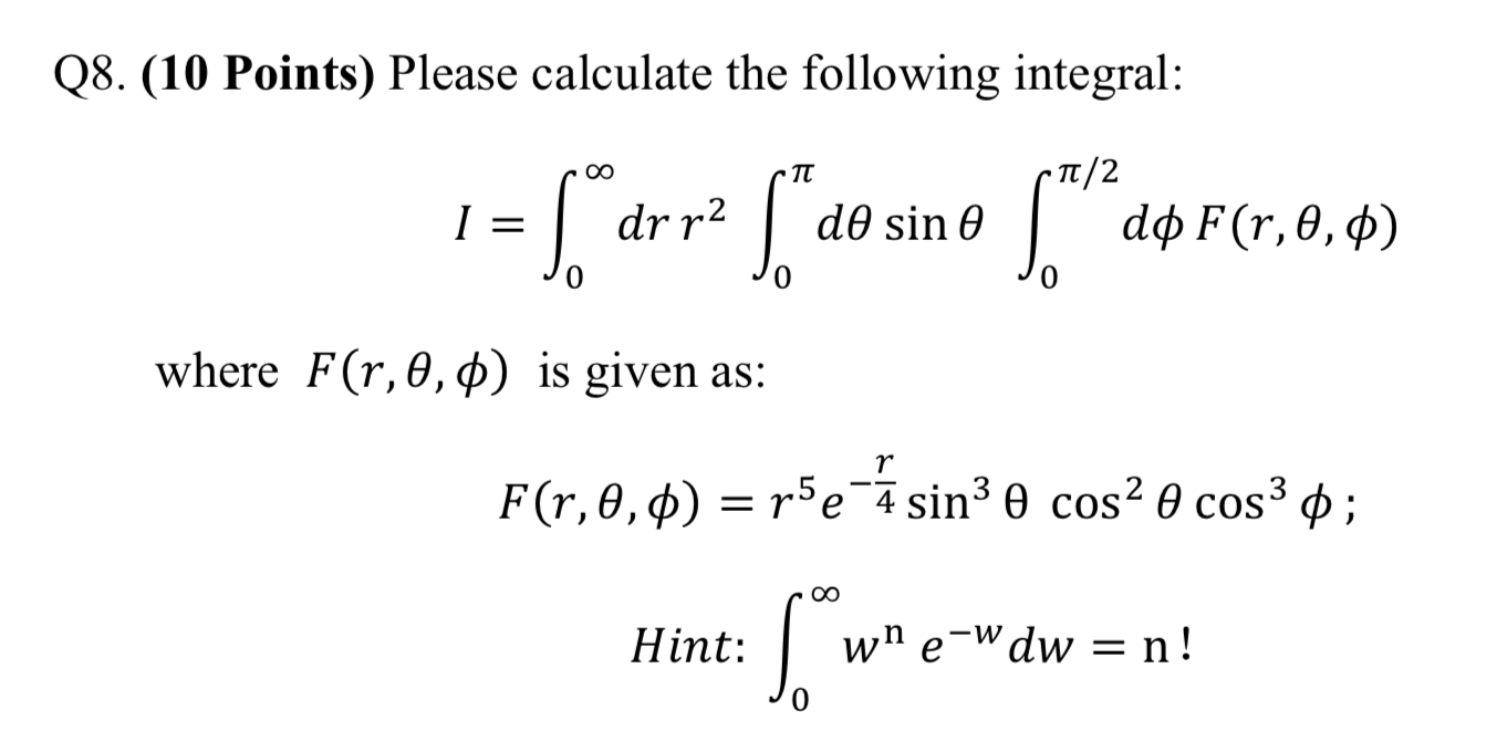 Solved Please calculate the following integral: I＝𝑑𝑟 𝑟2 | Chegg.com
