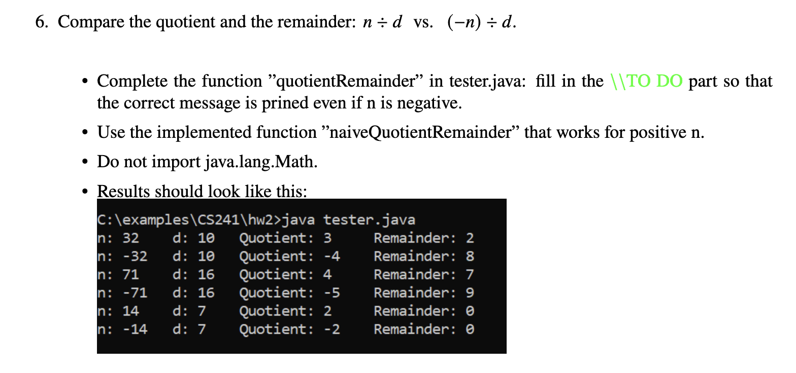 Solved Compare the quotient and the remainder: n÷d | Chegg.com