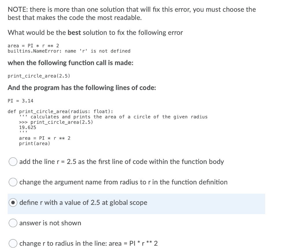 Solved NOTE: there is more than one solution that will fix | Chegg.com