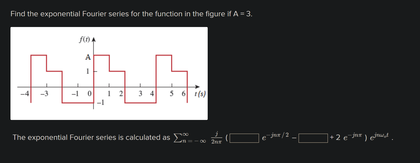 Solved Find the exponential Fourier series for the function | Chegg.com