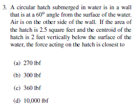 Solved 3. A circular hatch submerged in water is in a wall | Chegg.com