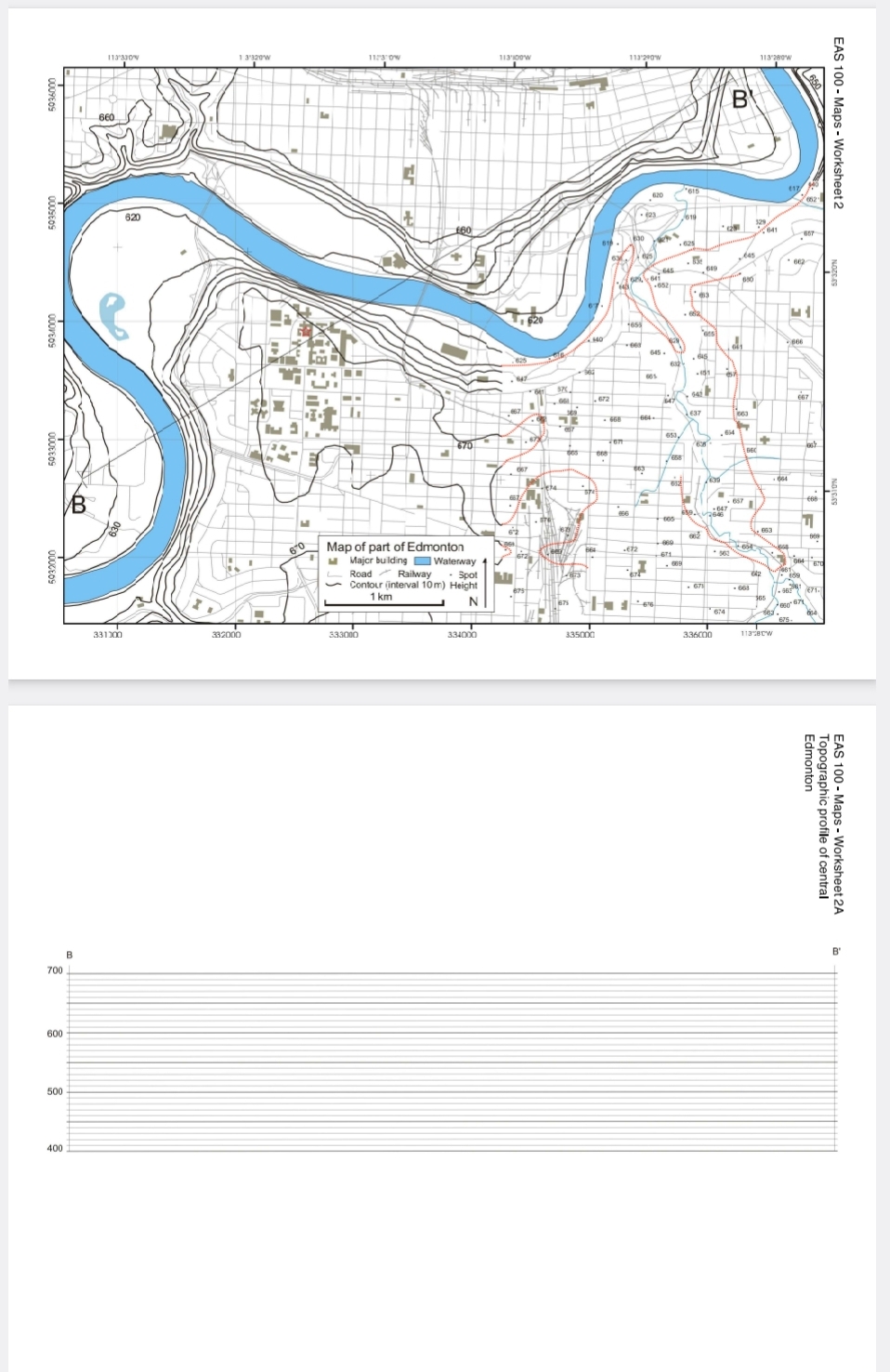 Solved Using the central map of Edmonton (Maps - ﻿Worksheet | Chegg.com