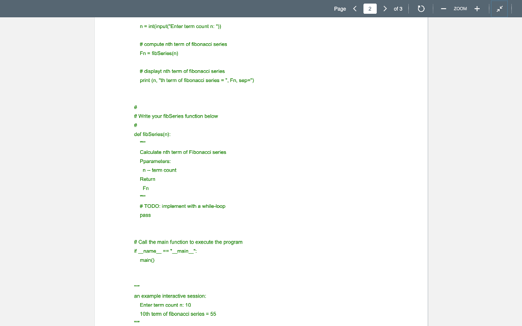 Solved Page of 3 ZOOM The Fibonacci sequence is one of the | Chegg.com