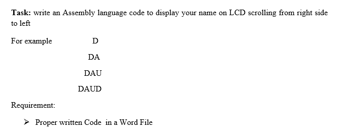 Solved write an Assembly language code to display your name | Chegg.com