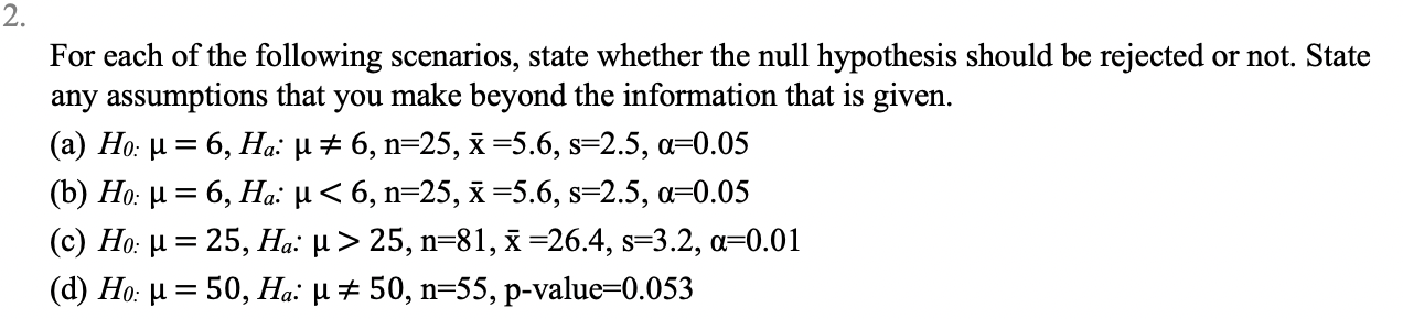 Solved For each of the following scenarios, state whether | Chegg.com