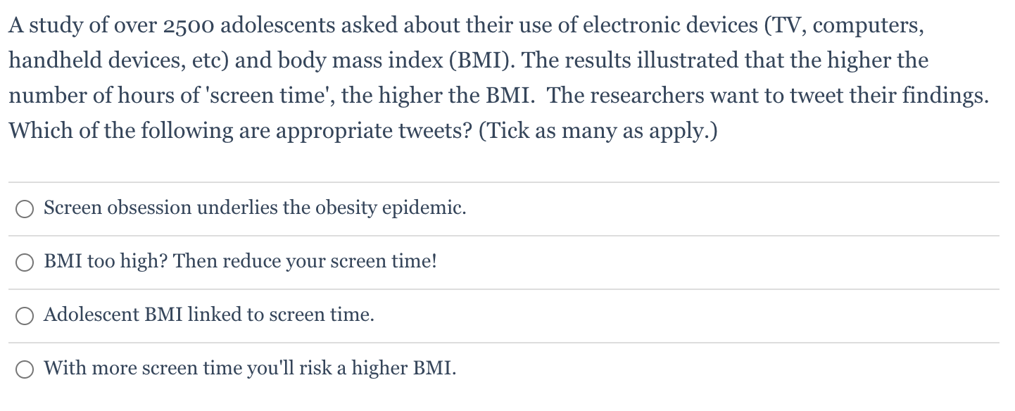 Solved A study of over 2500 adolescents asked about their | Chegg.com