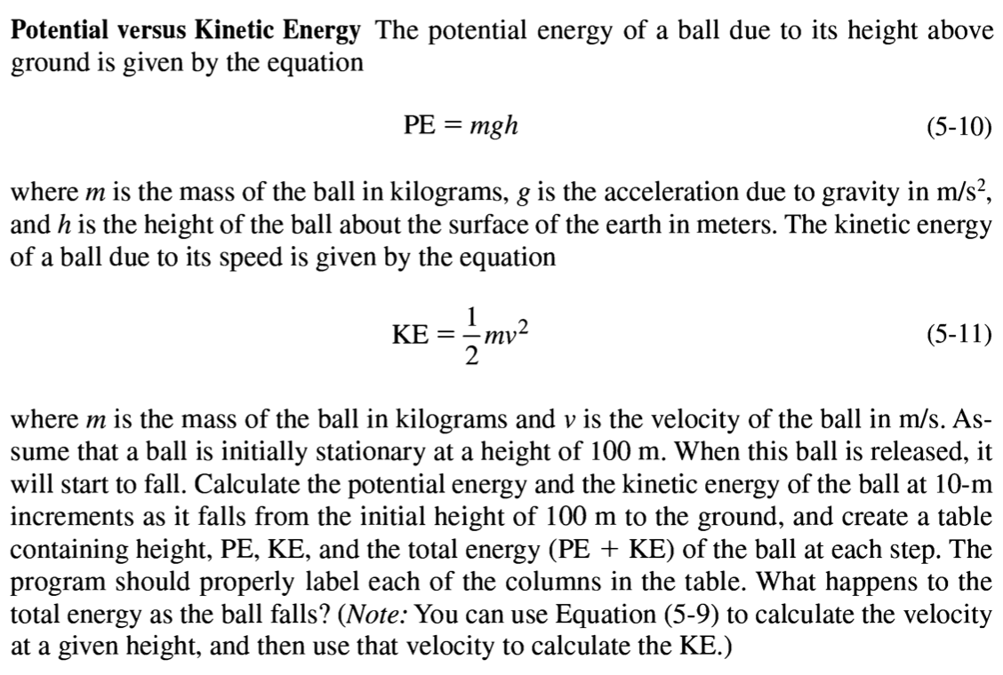 Potential versus Kinetic Energy The potential energy | Chegg.com