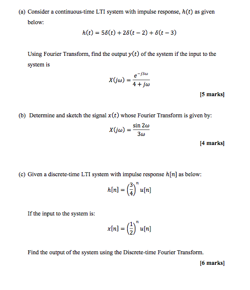 Solved (a) Consider a continuous-time LTI system with | Chegg.com