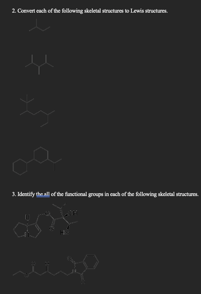 Solved 2. Convert each of the following skeletal structures | Chegg.com
