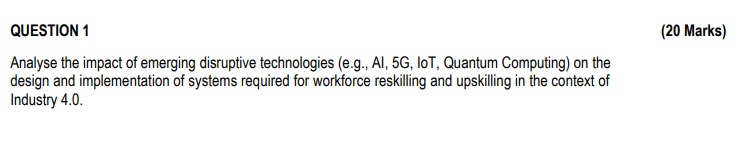 Solved QUESTION 1 (20 ﻿Marks) ﻿Analyse the impact of | Chegg.com