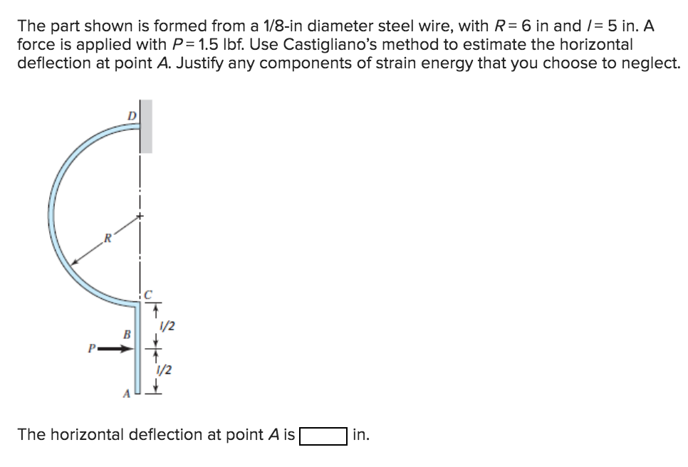 Solved The part shown is formed from a 1/8-in diameter steel | Chegg.com