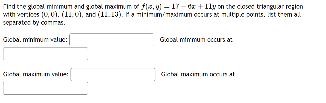 Solved Find the global minimum and global maximum of | Chegg.com