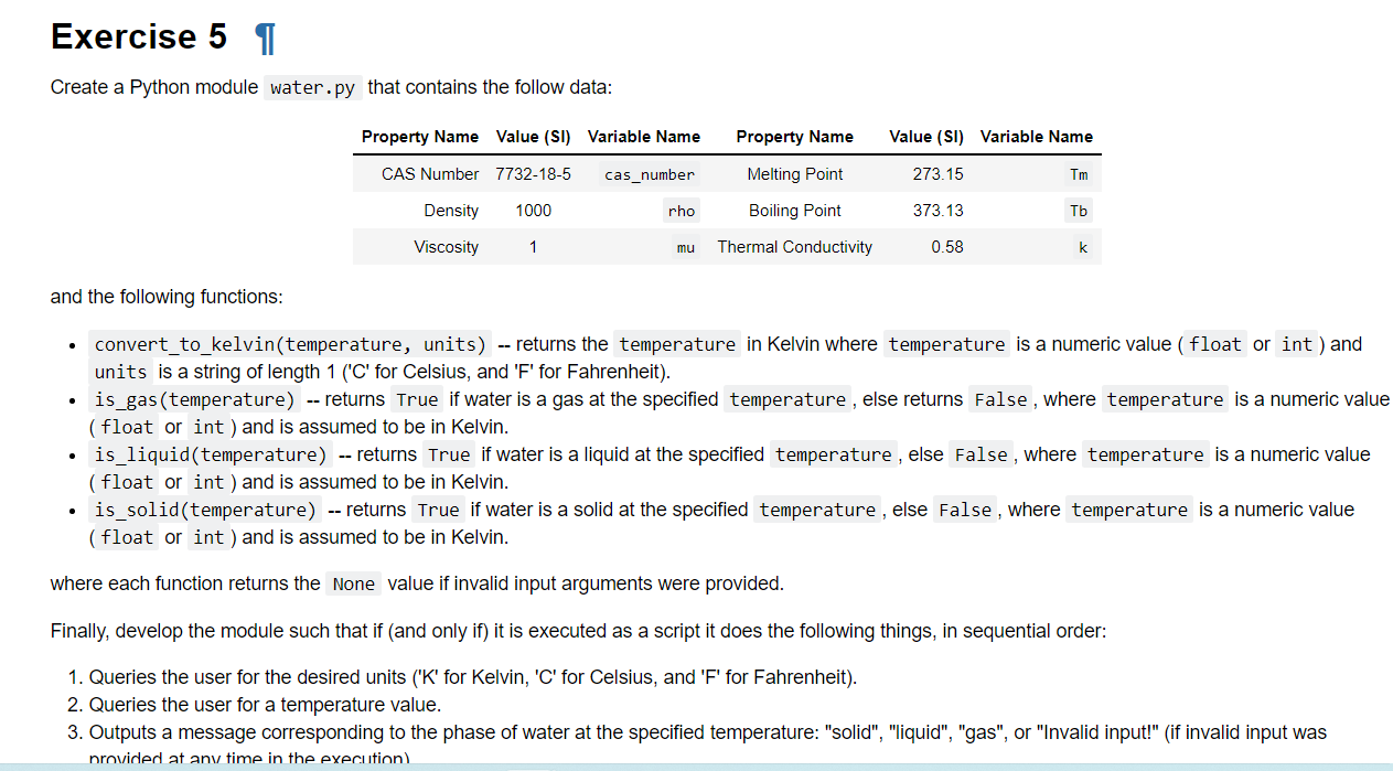 Solved Create a Python module that contains the follow data: | Chegg.com