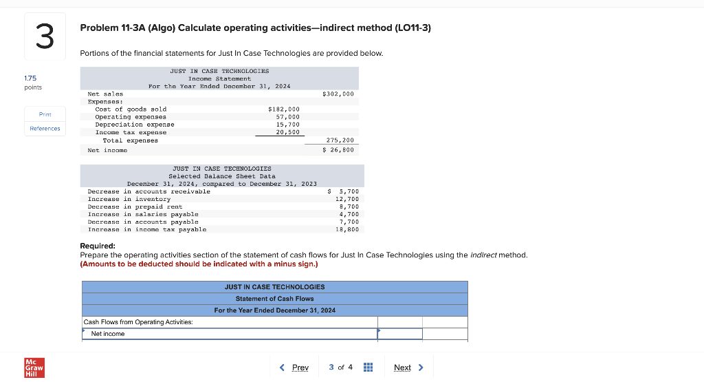 Solved Problem 11-3A (Algo) Calculate operating | Chegg.com
