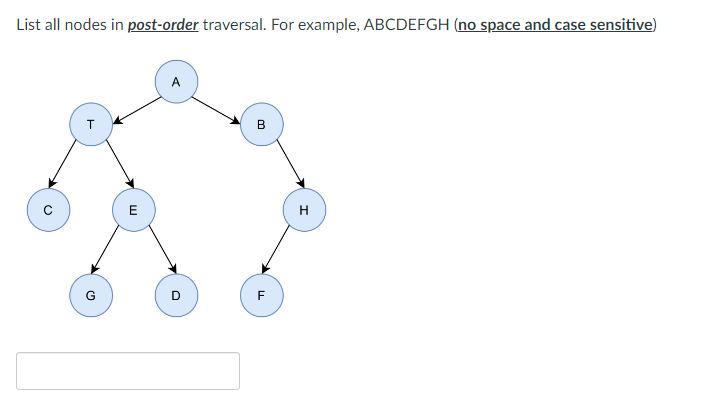 Solved List all nodes in post-order traversal. For example, | Chegg.com