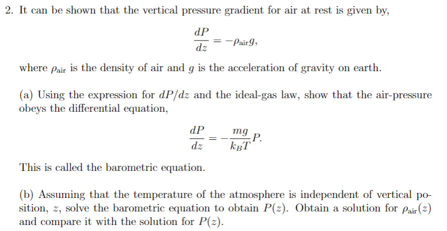 Solved It can be shown that the vertical pressure gradient | Chegg.com
