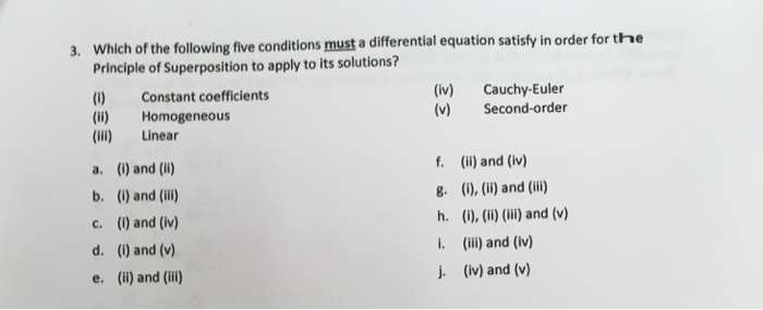 Solved Which of the following five conditions must a | Chegg.com