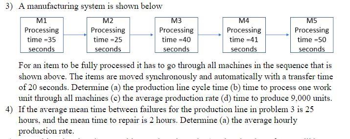 Solved 3) A manufacturing system is shown below For an item | Chegg.com