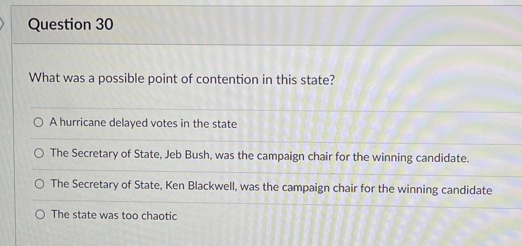 Solved Question 30 What was a possible point of contention | Chegg.com