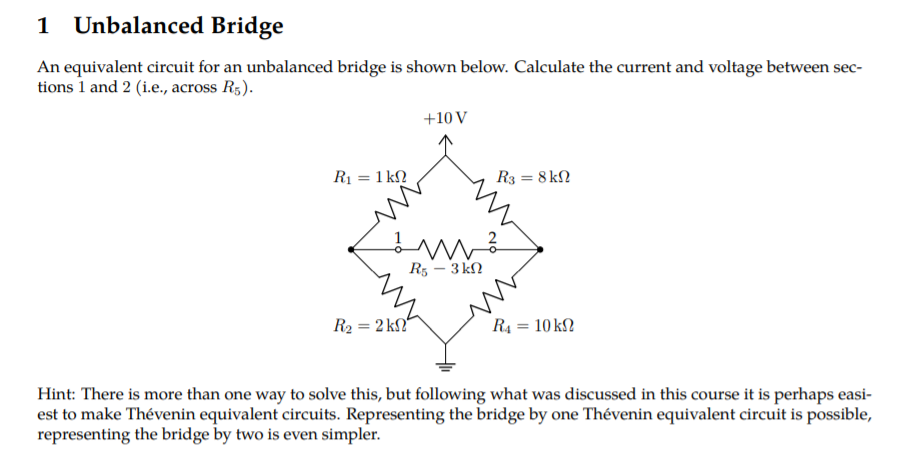 Solved Unbalanced Bridge An equivalent circuit for an | Chegg.com