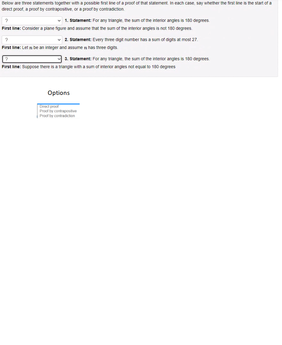 Solved Below are three statements together with a possible | Chegg.com